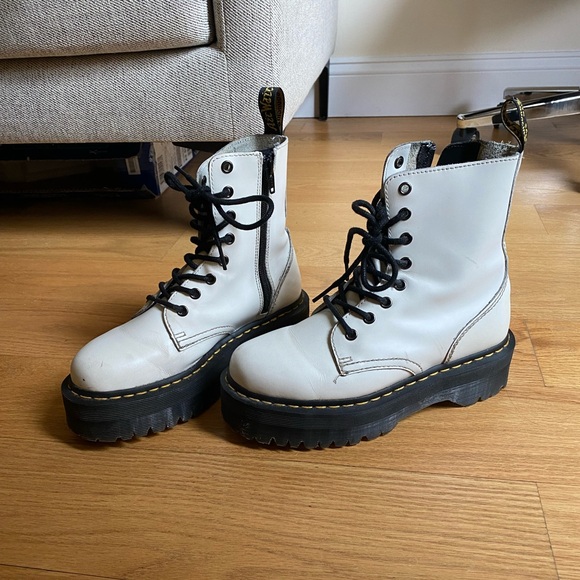 Dr. Martens | Shoes | Doc Martens White Jadon Platform Boots Barely ...